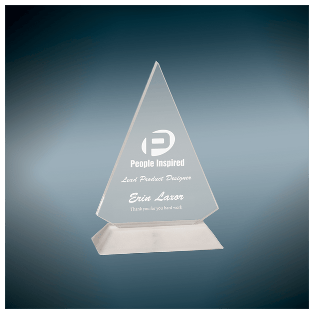 Clear Triangle Pop-In Acrylic with White Base – TL's Trophies ...